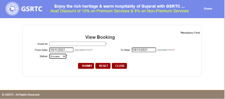 GSRTC Print Ticket SMS Bus Status Download online